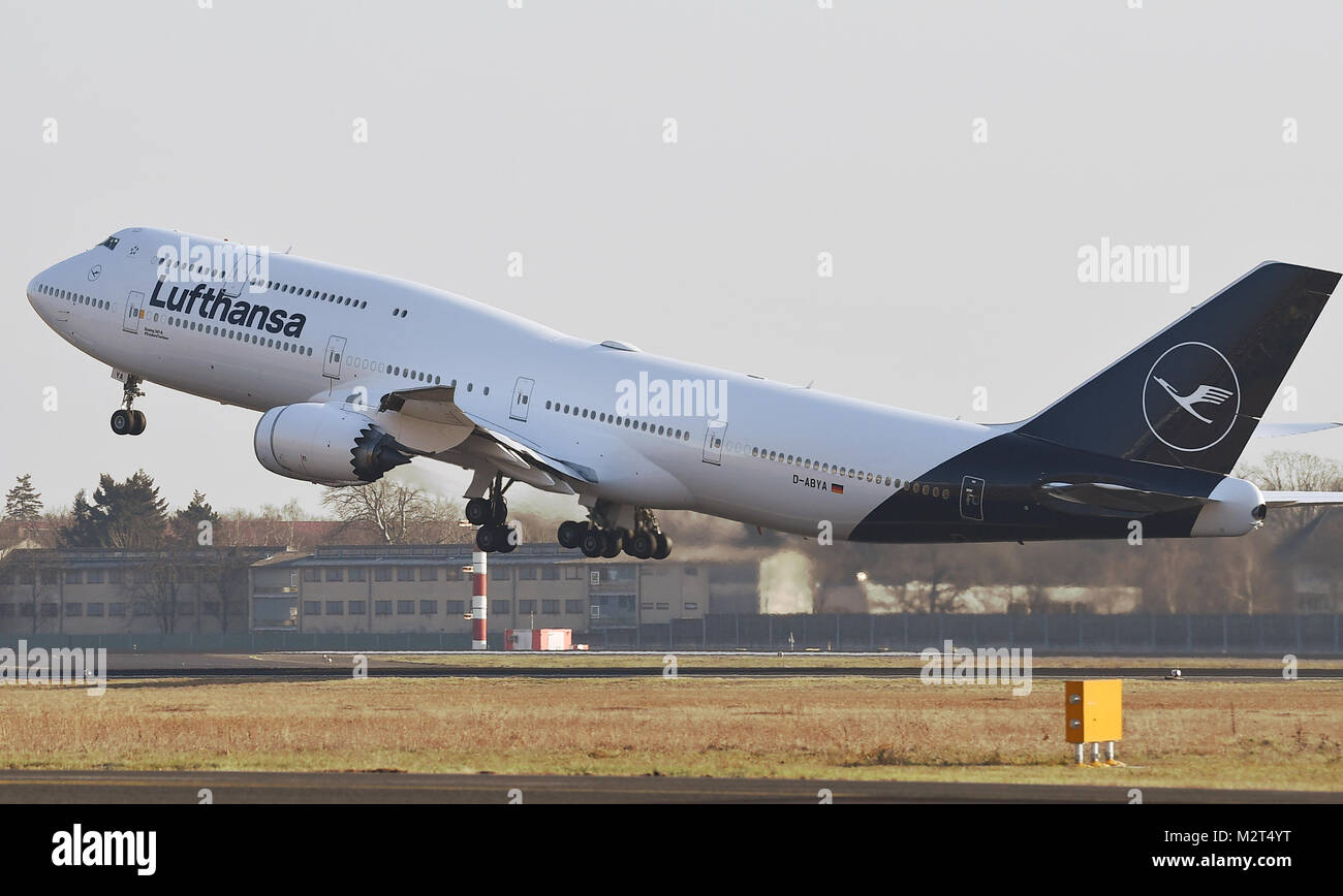 A Boeing 747-8 departs from the Tegel airport in Berlin, Germany, 8 ...