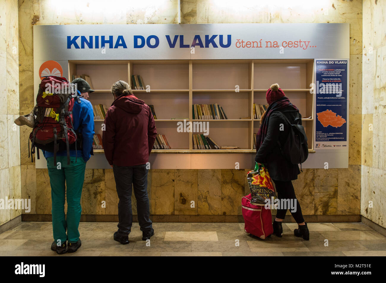 Bohumin, Czech Republic. 7th Feb, 2018. Train passengers take books ...