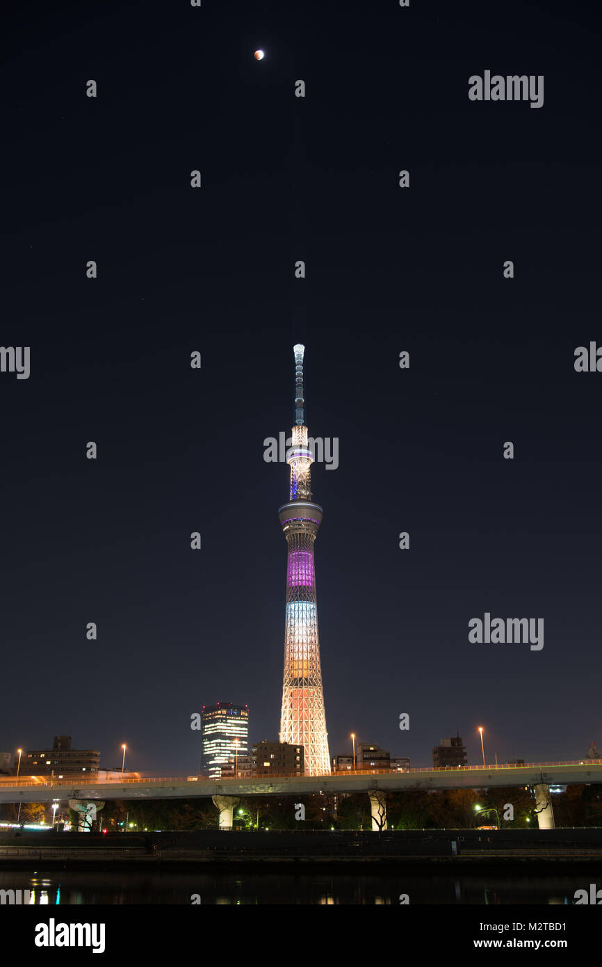 A total lunar eclipse ''super-blood blue moon'' is seen above the Tokyo ...