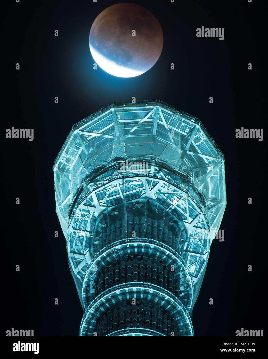 A total lunar eclipse ''super-blood blue moon'' is seen above the Tokyo ...