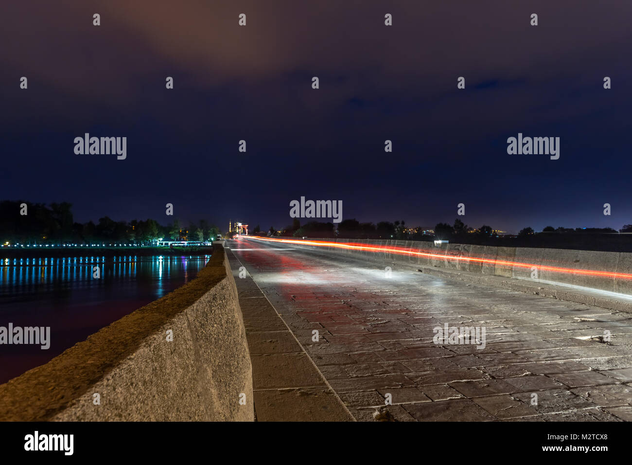 Long Exposure shot of Meric Bridge on Meric River with Selimiye Mosque ...