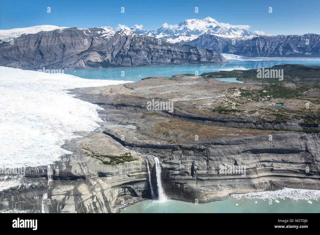 Guyot Glacier, Falls, Icy Bay, and Mount St Elias Stock Photo - Alamy