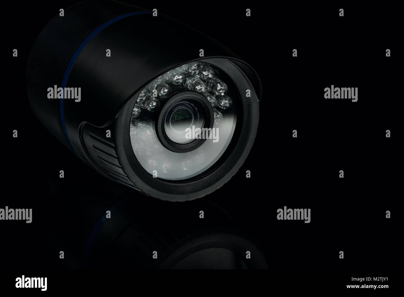 infrared motion sensor nightvision security camera on black background ...