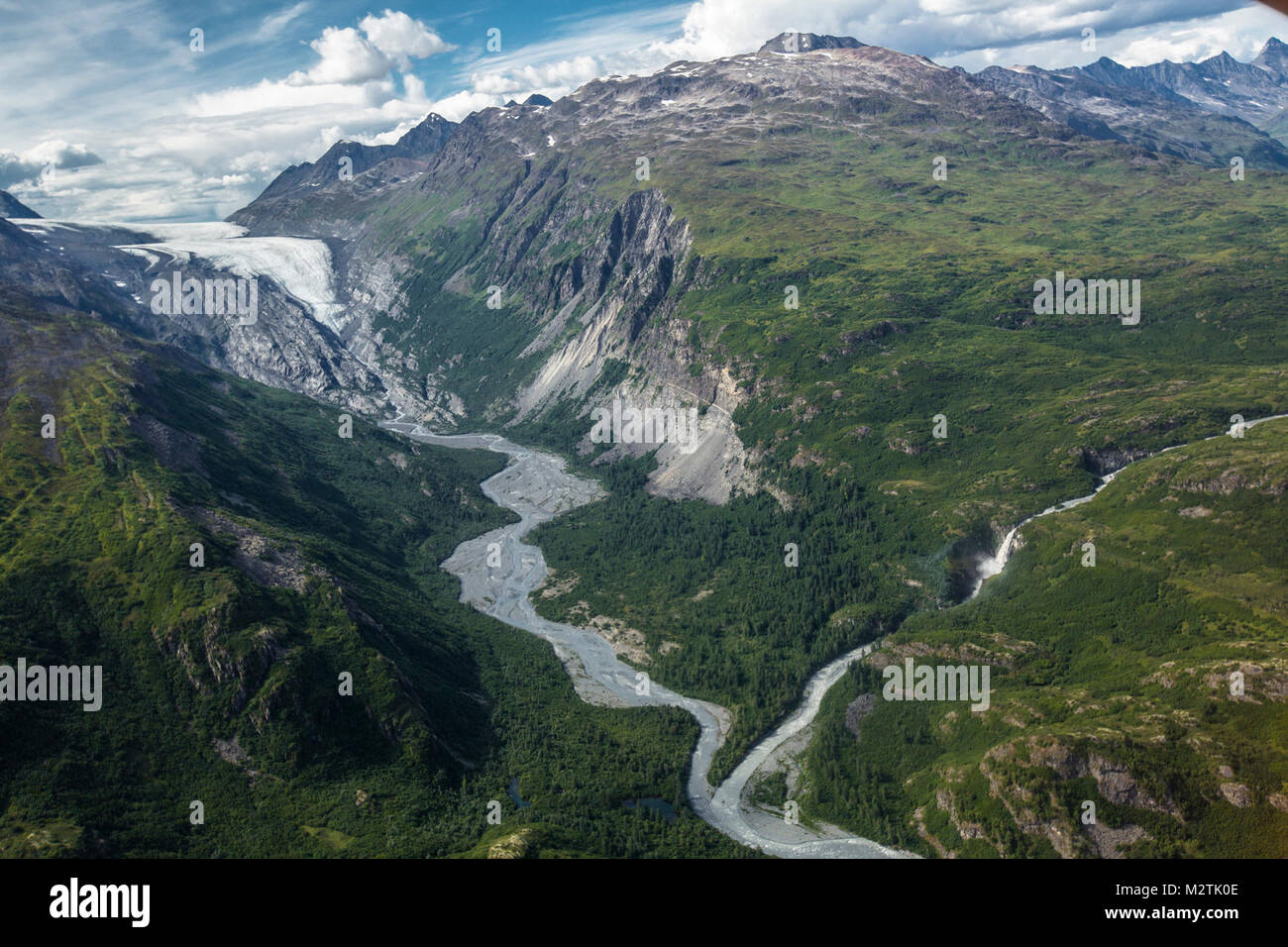 Little Bremner Glacier, Little Bremner River, and Tebay Falls Stock ...