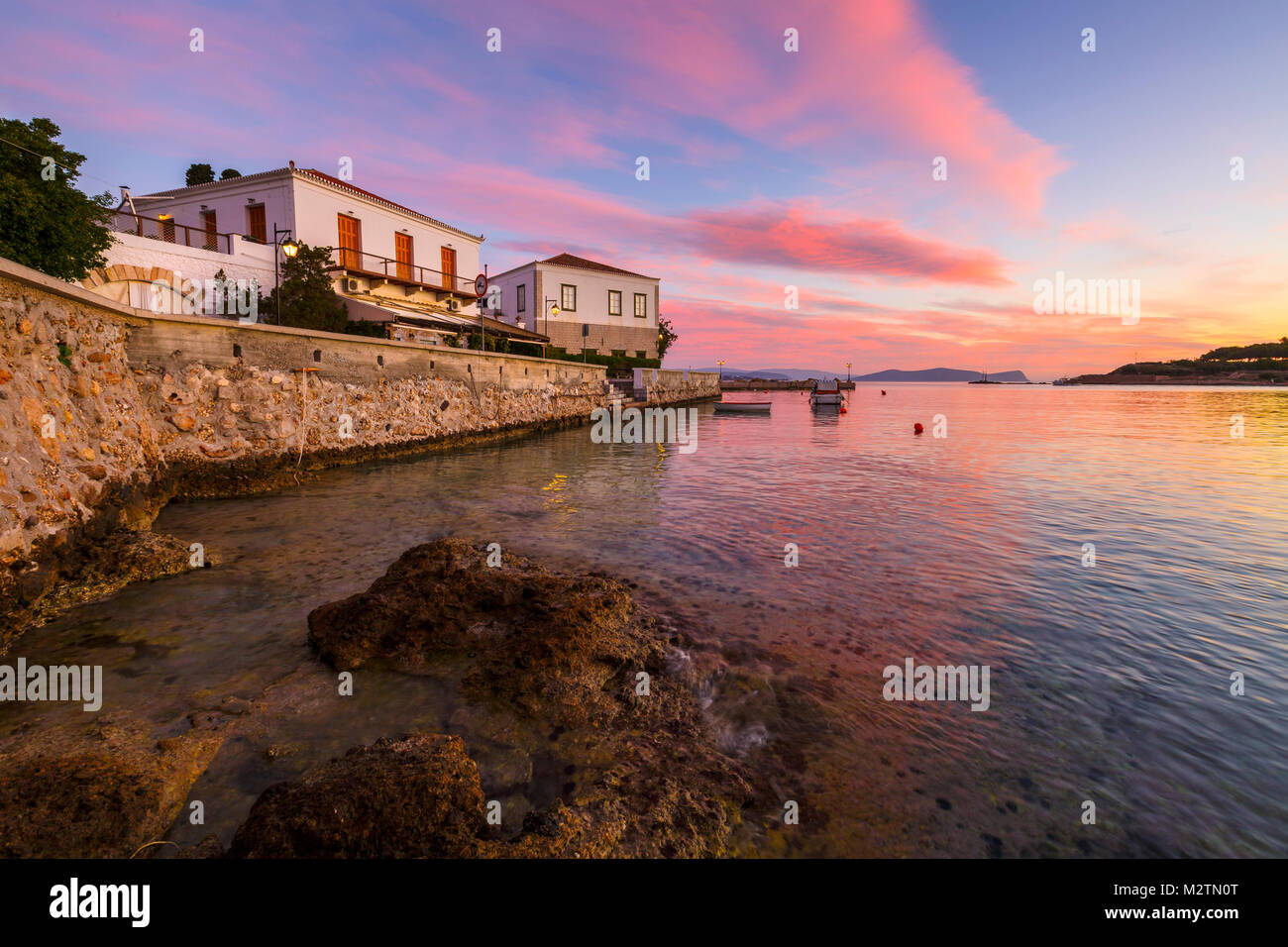 View of the harbour in Spetses, Greece Stock Photo - Alamy