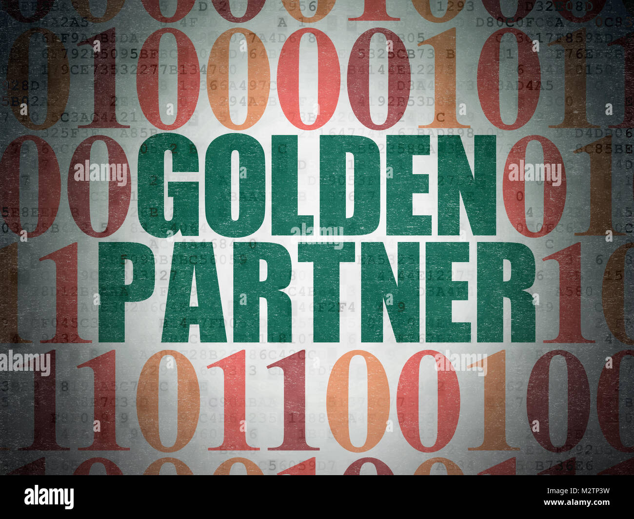 Business concept: Golden Partner on Digital Data Paper background Stock ...