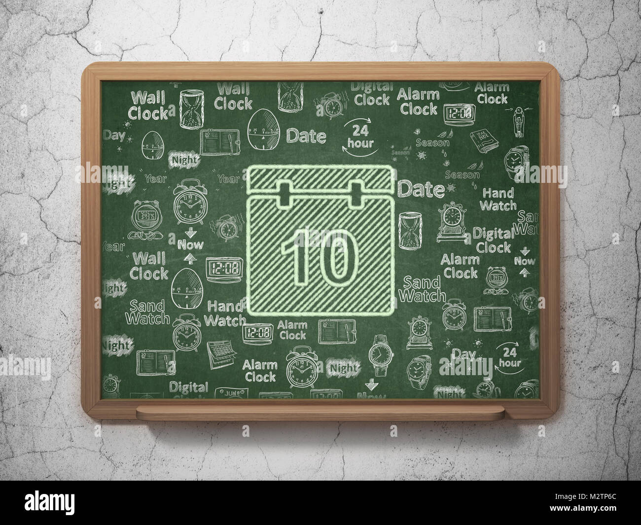 Time concept: Calendar on School board background Stock Photo - Alamy