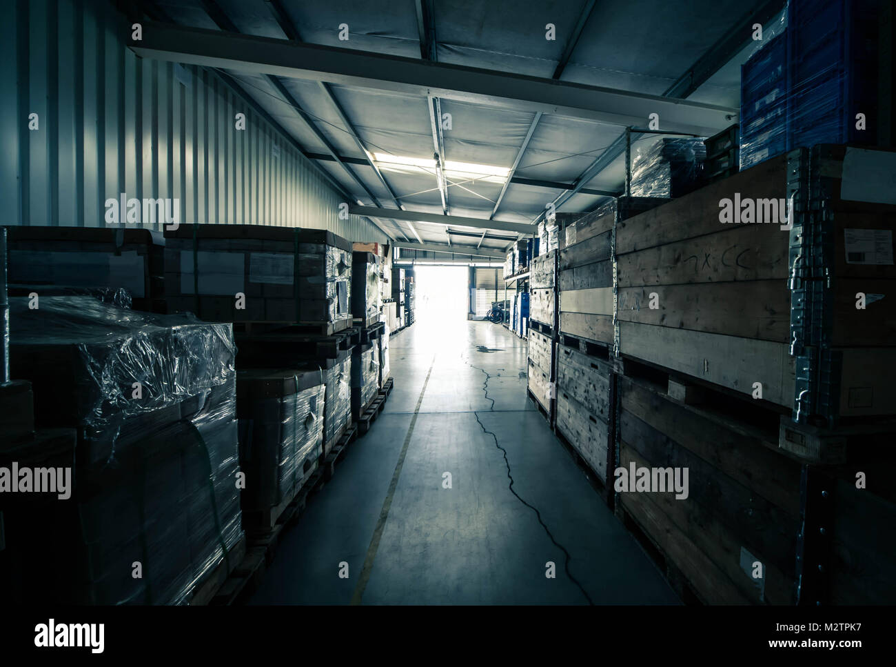 dark warehouse interior Stock Photo - Alamy