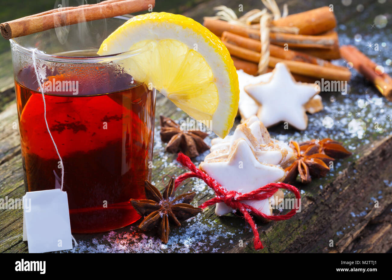 Hot Christmas tea with lemon Stock Photo - Alamy