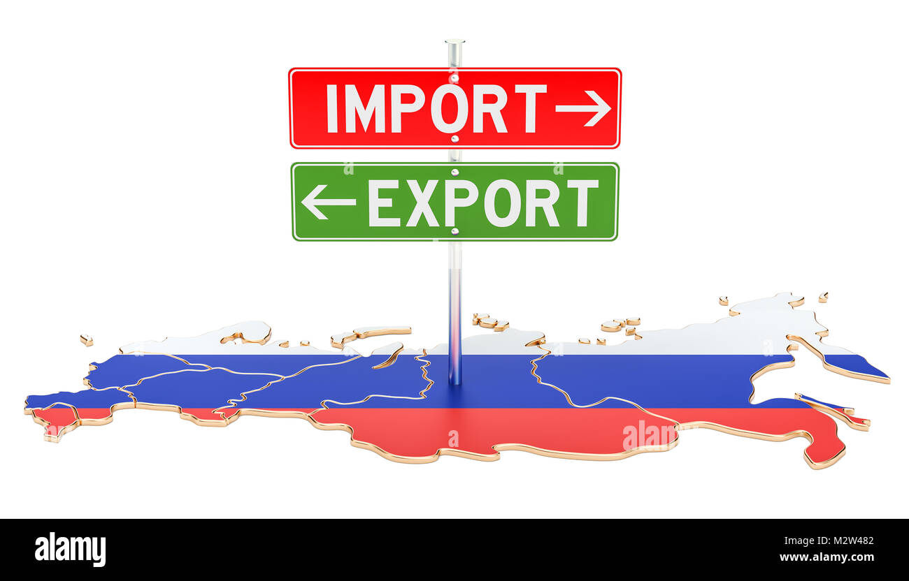 Import and export in Russia concept, 3D rendering isolated on white ...