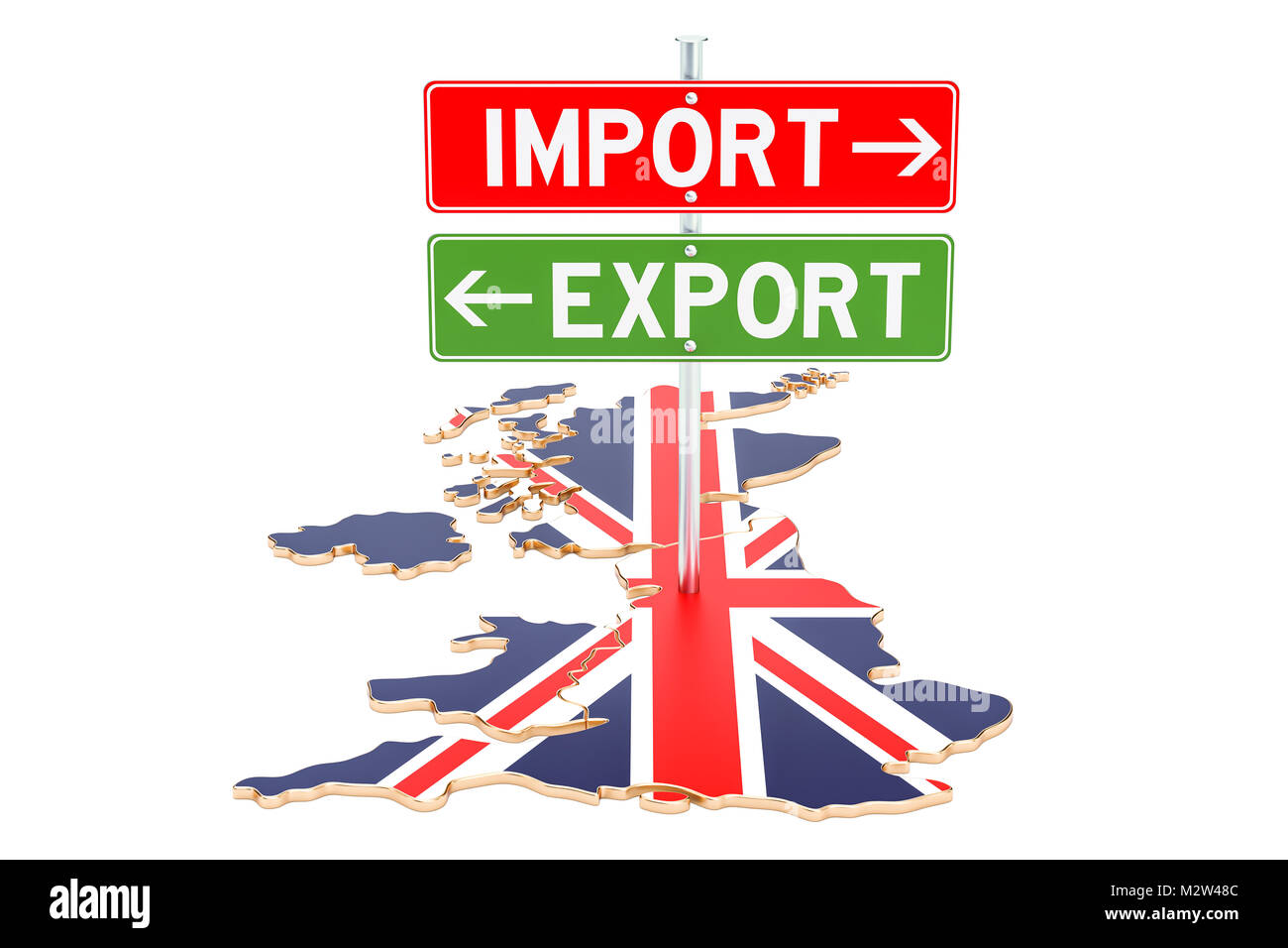 Import and export in the Great Britain concept, 3D rendering isolated ...