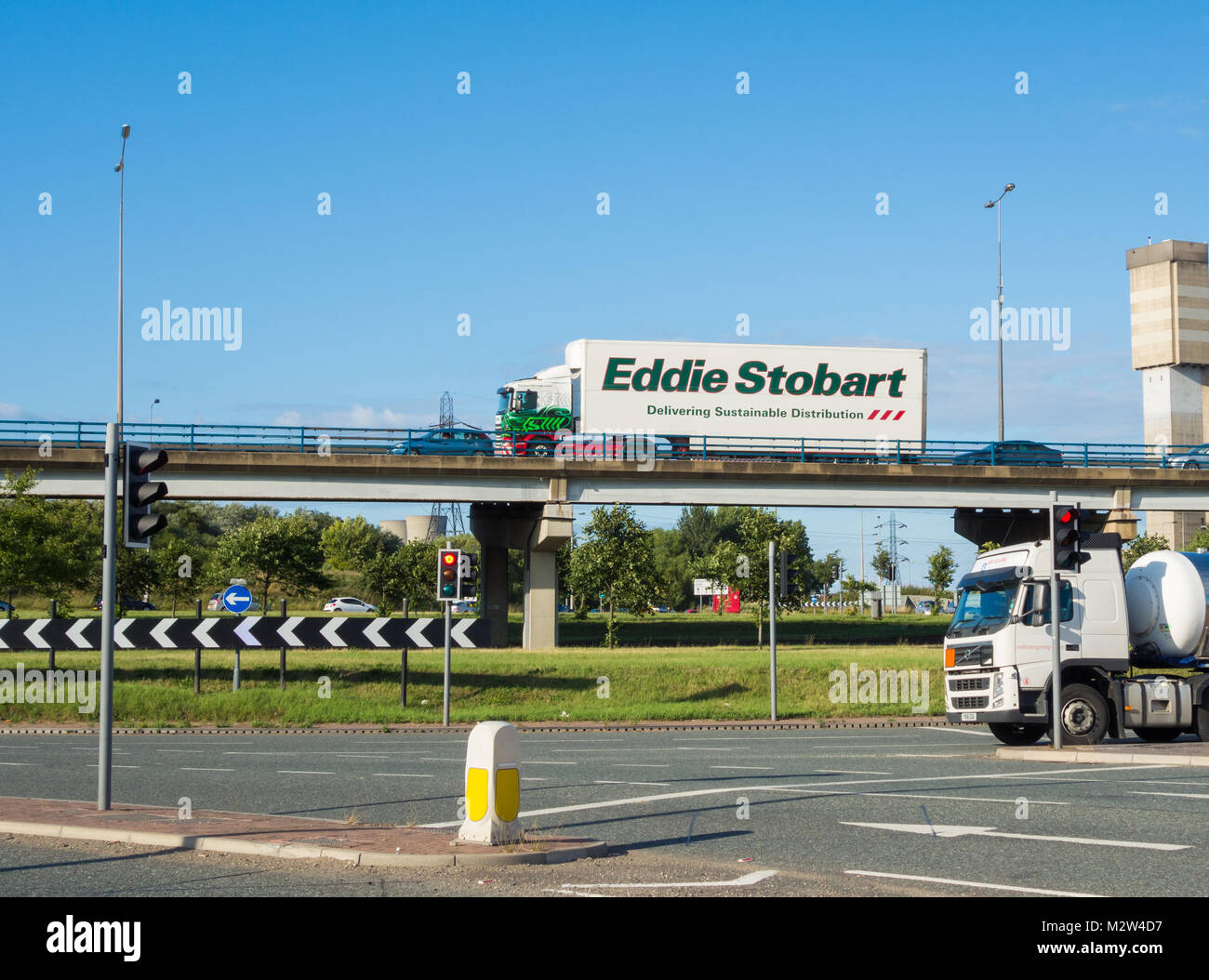 Eddie Stobart lorry on Tees flyover between Stockton and Middlesbrough ...