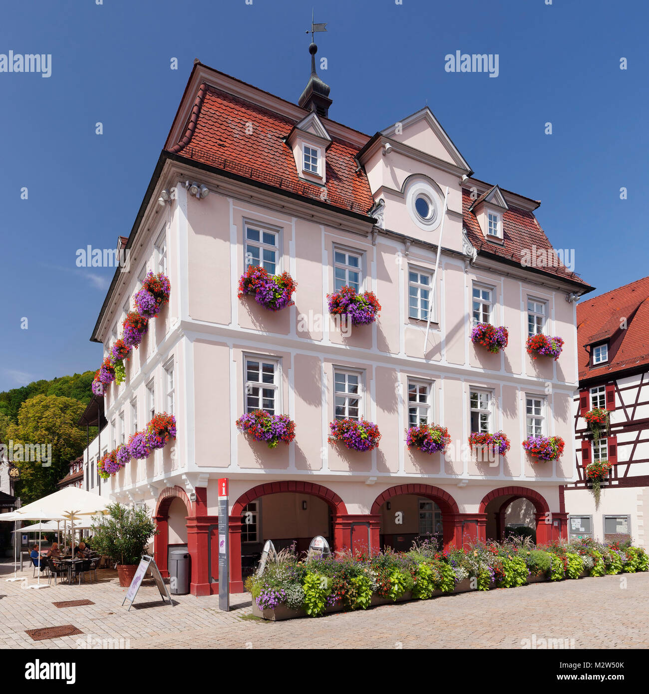 Marktplatz (square) with city hall, Nagold, Black Forest, Baden ...