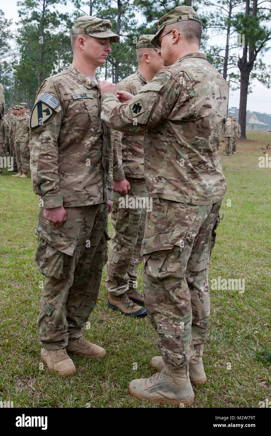 Sgt. Sean Case, of El Reno, Okla., receives a Purple Heart medal from ...