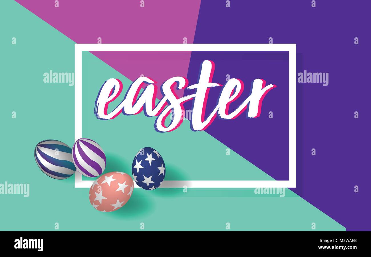 Handwritten Easter font with 3D Easter eggs in brightness colors ...