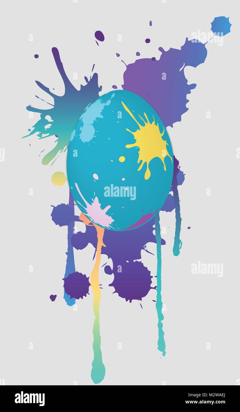 Easter egg with brightness gradient color grime in isolated background ...