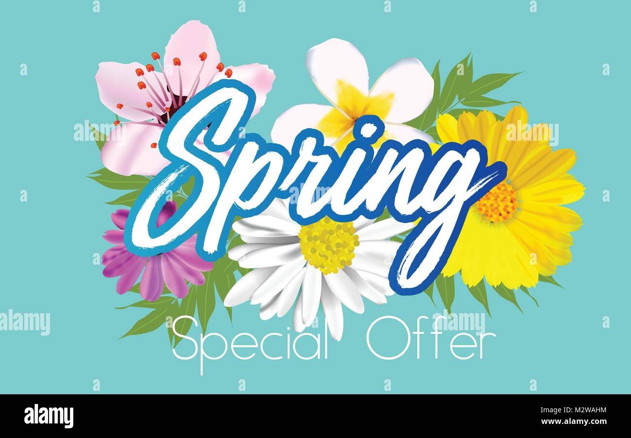 Floral Spring Graphic Design with colorful flowers for t-shirt, fashion ...