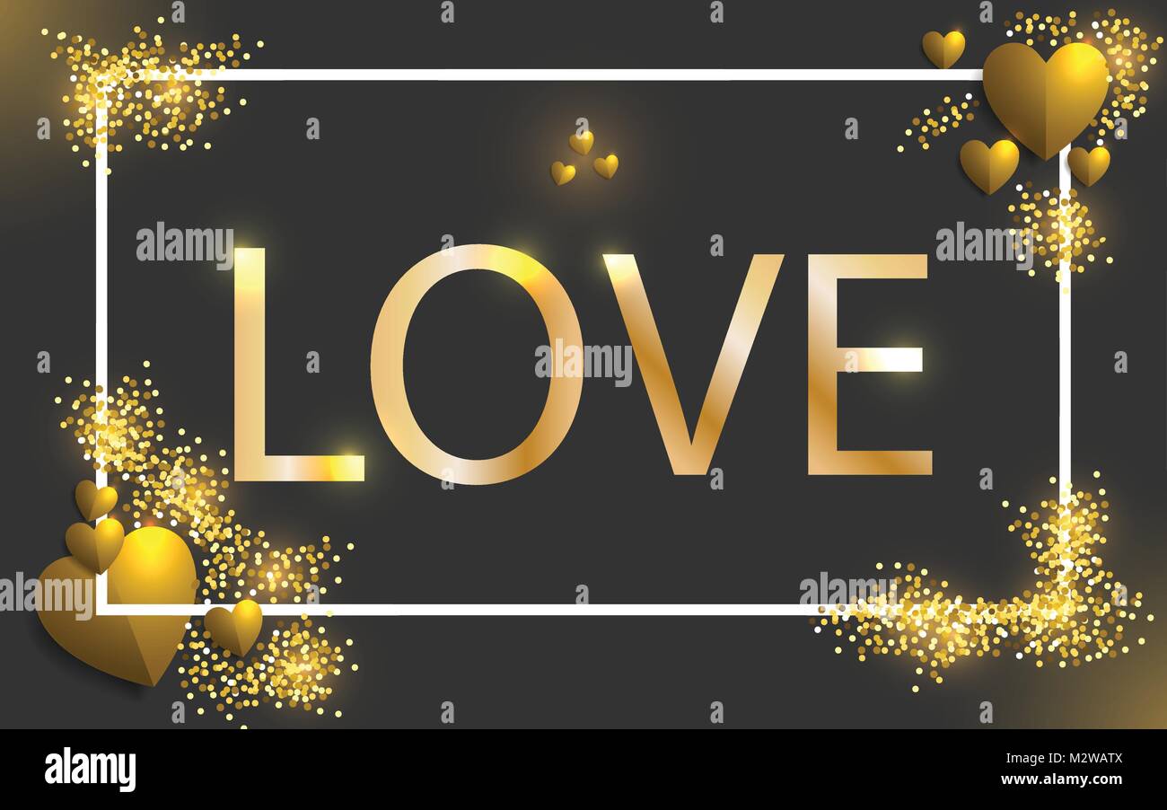 Happy Valentine's Day vector illustration. Golden love abstract texture ...