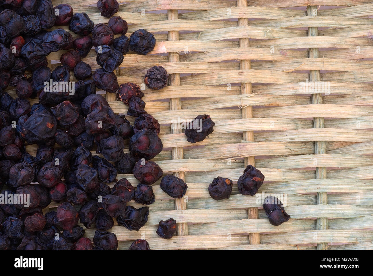 Dried schisandra (Schisandra chinensis) edible fruit known as "five ...