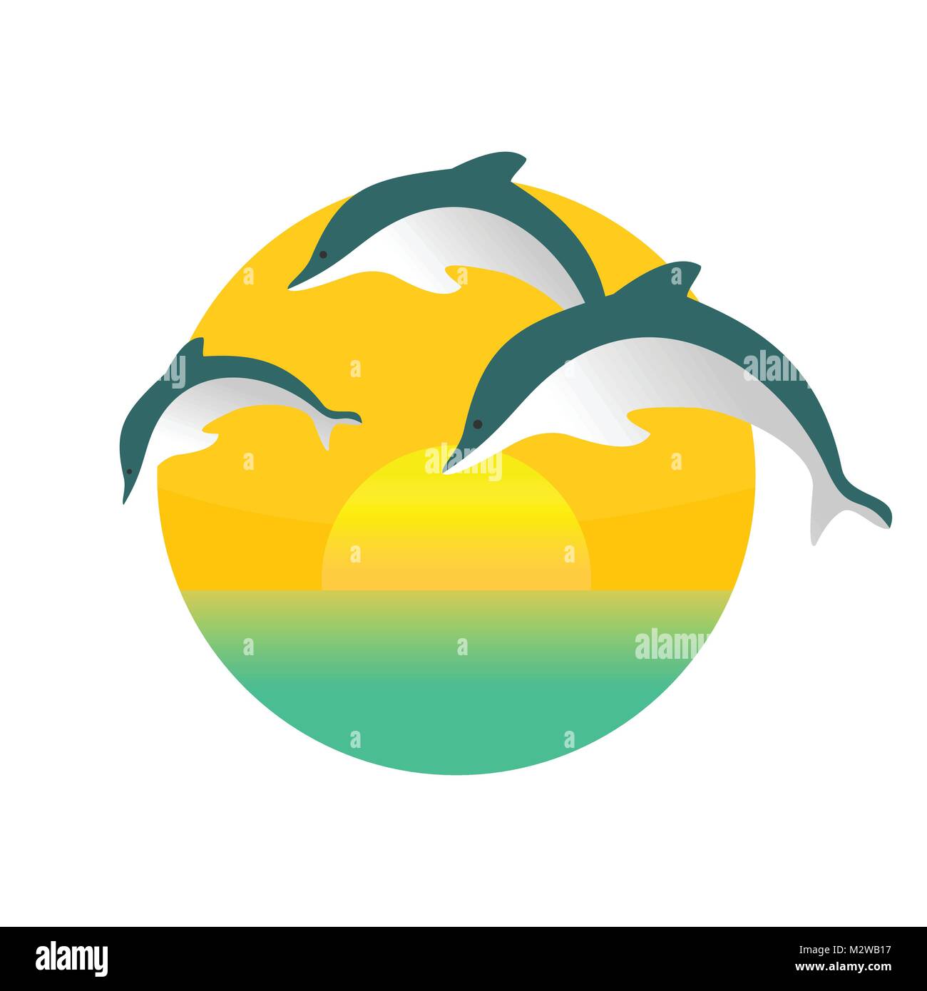 Dolphin Jumping Sunset Scenery Vector Illustration Graphic Design Stock ...