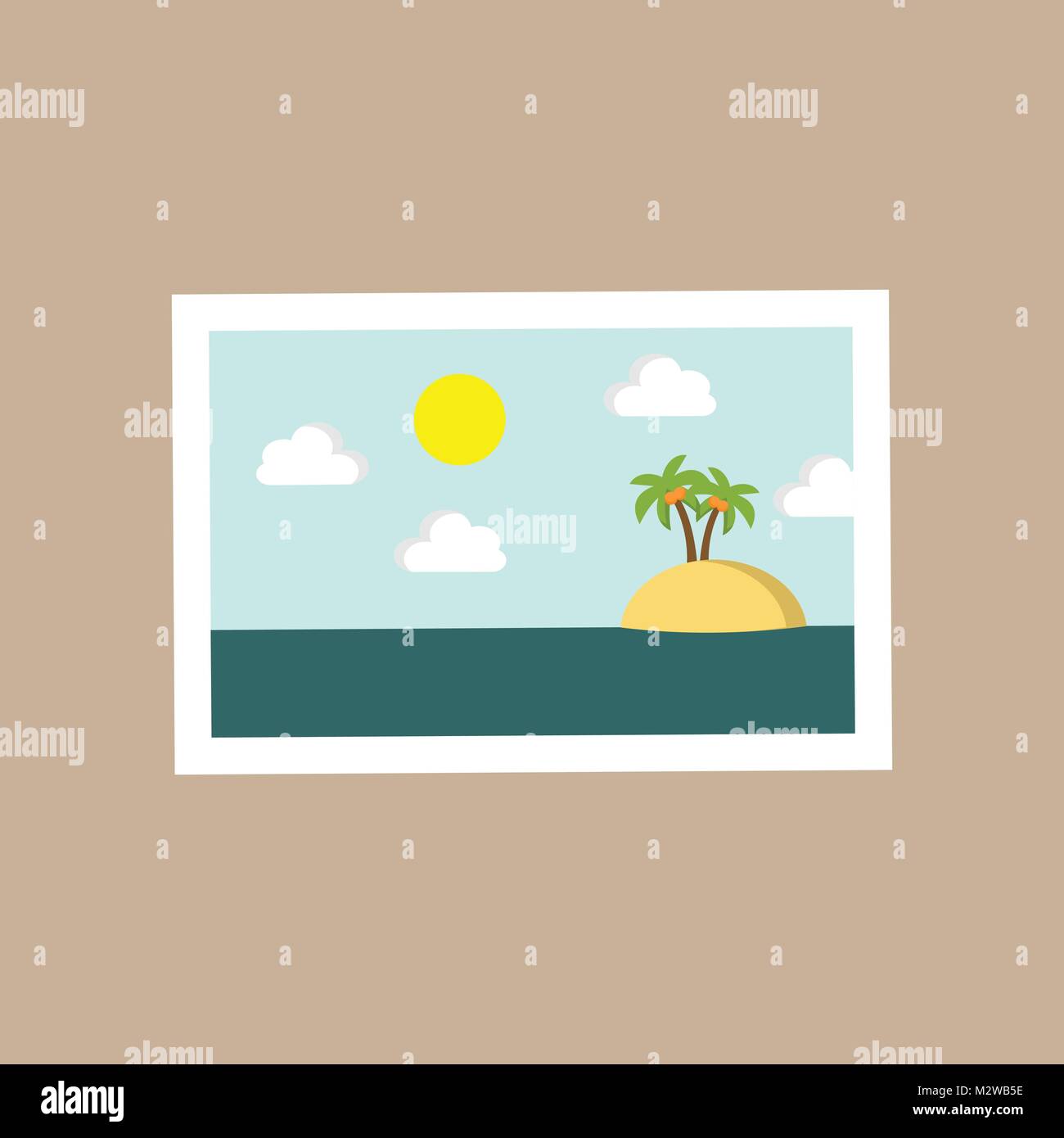 Small Island Portrait Scenery Vector Illustration Graphic Design Stock ...
