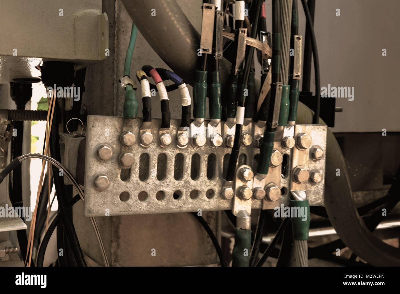 old electrical ground panel on controler Stock Photo - Alamy