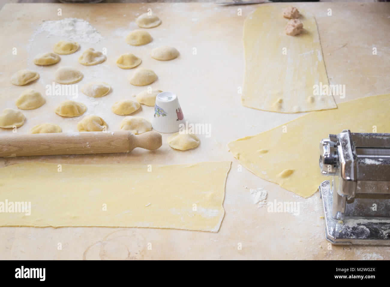 making at home of the handmade tortellini Stock Photo - Alamy