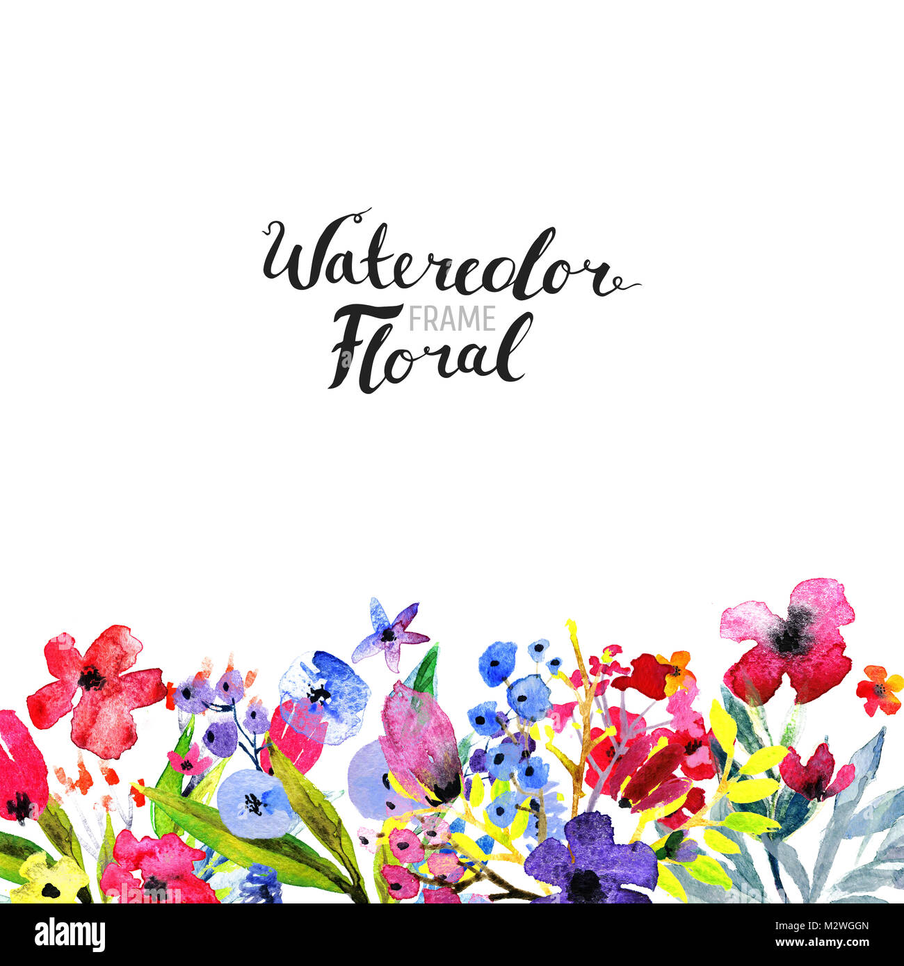 Watercolor Flower Border Stock Photo - Alamy
