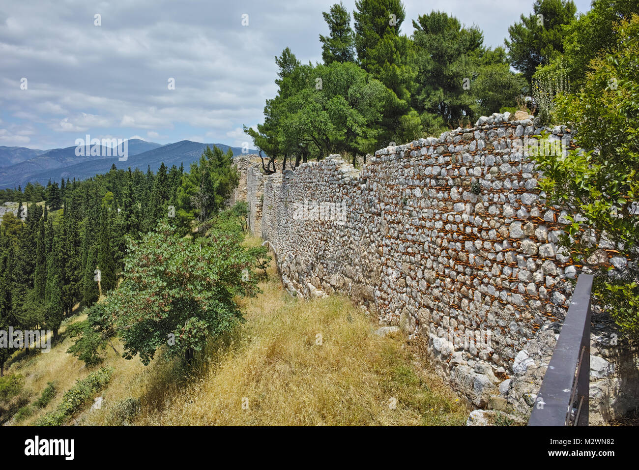 Wall of the castle of Lamia town, Central Greece Stock Photo - Alamy