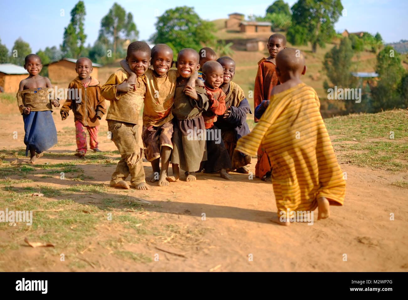 Kibuye/Rwanda - 08/25/2016: Group of african pygmy tribe children ...