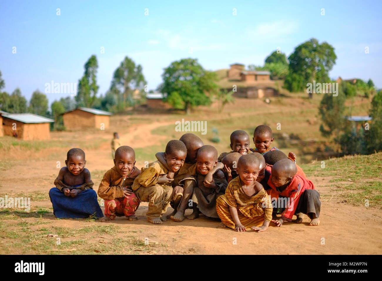 Kibuye/Rwanda - 08/25/2016: Group of african pygmy tribe children ...