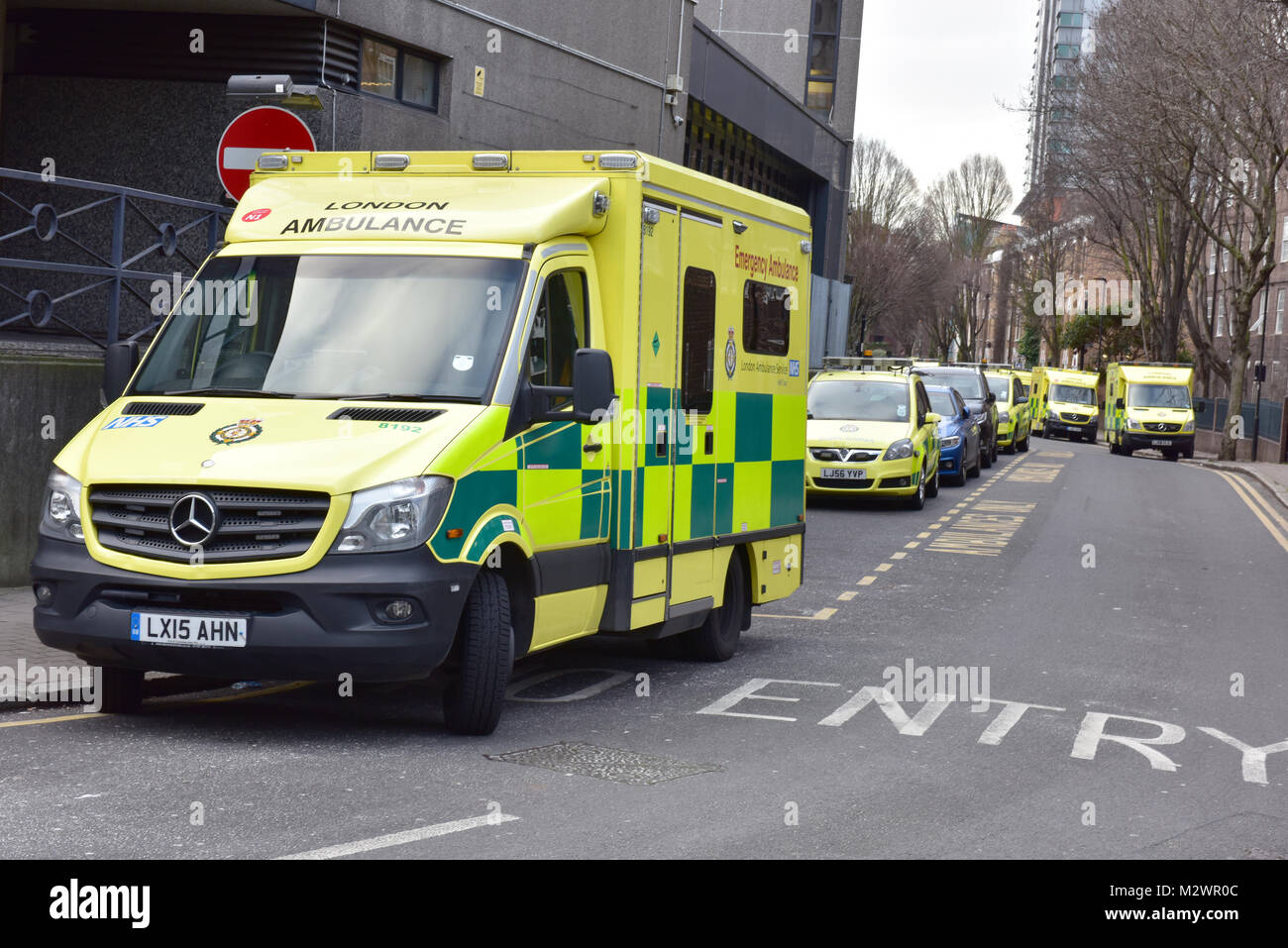 emergency ambulances of the london ambulance service outside of the ...