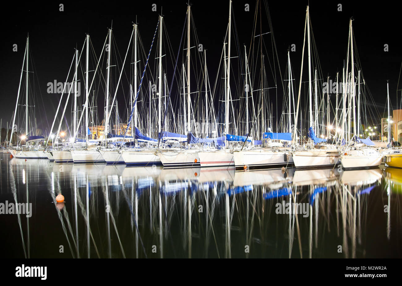 Port Cala in Palermo , Sicily. Italy. Night photo Stock Photo - Alamy