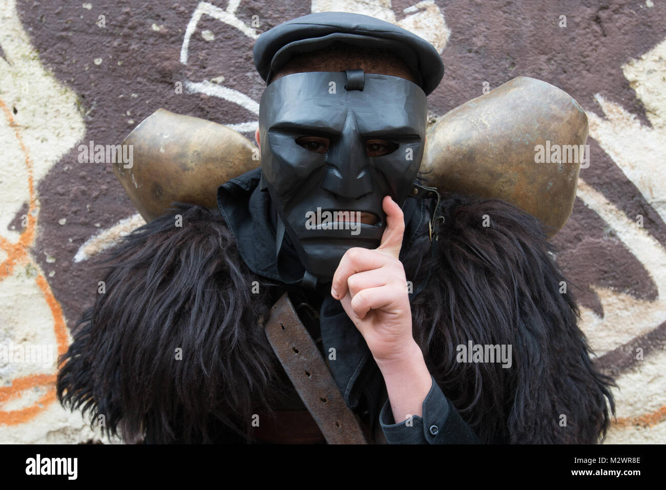 Mamuthones, ancient mask of the Nuragic tradition in Sardinia, in the ...