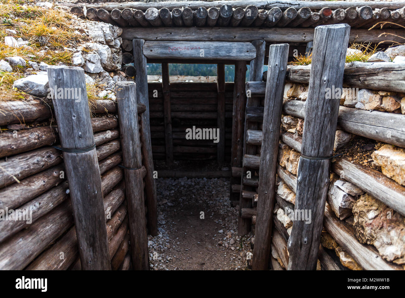 Trenches in Dolomites, Cinque Torri Stock Photo - Alamy