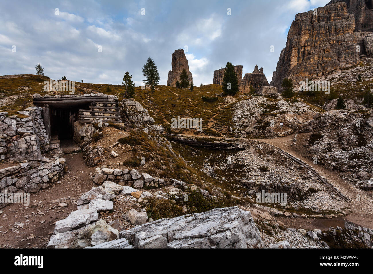 Trenches in Dolomites, Cinque Torri Stock Photo - Alamy