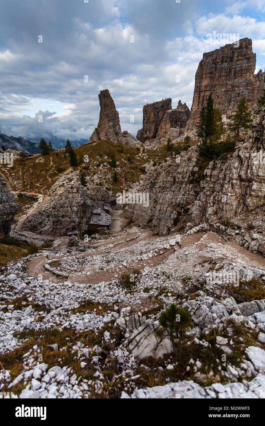 Trenches in Dolomites, Cinque Torri Stock Photo - Alamy