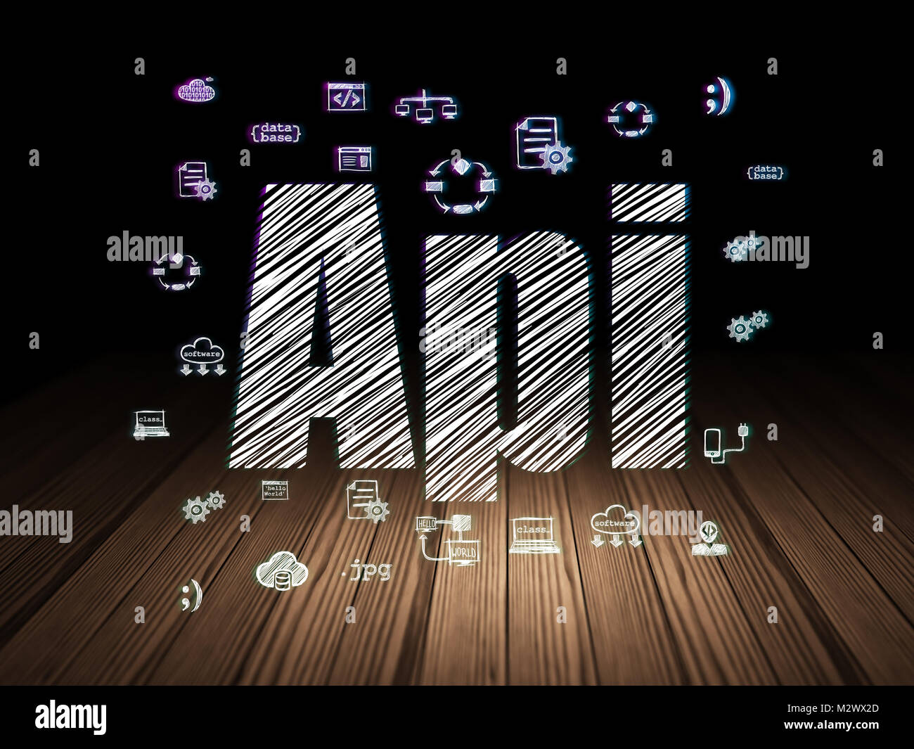 Database concept: Api in grunge dark room Stock Photo - Alamy