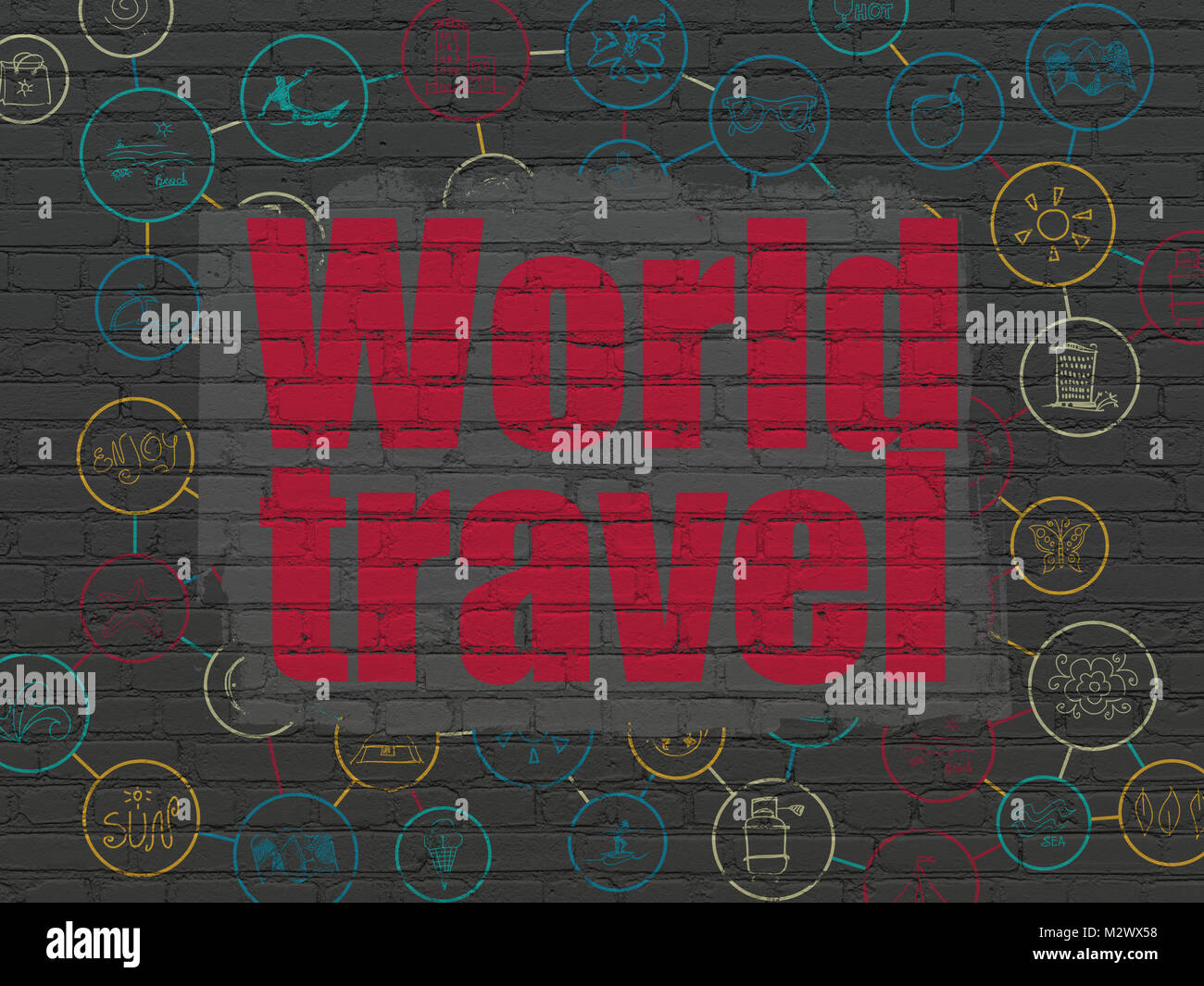 Tourism concept: World Travel on wall background Stock Photo - Alamy