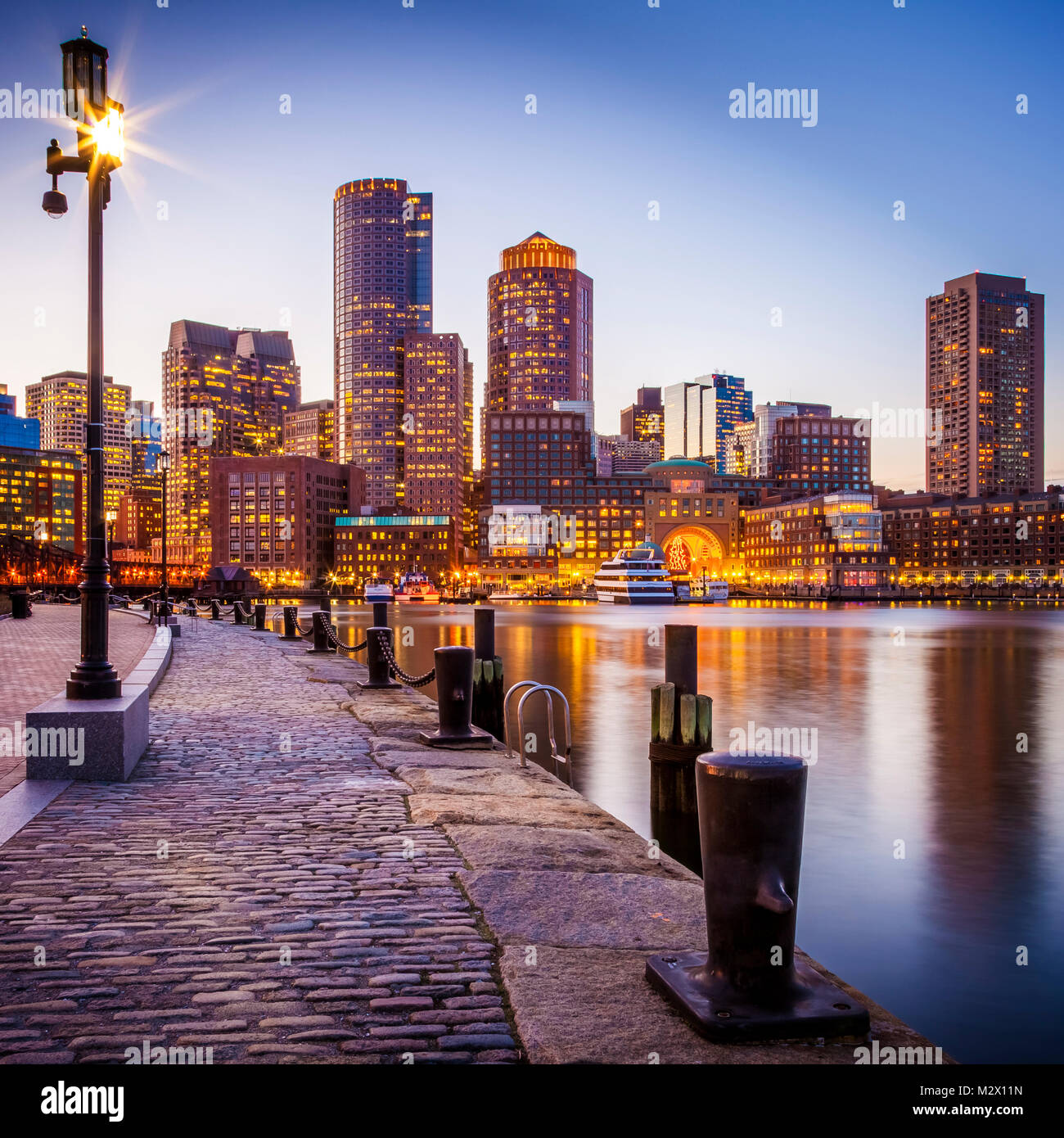 Boston at Night Stock Photo - Alamy