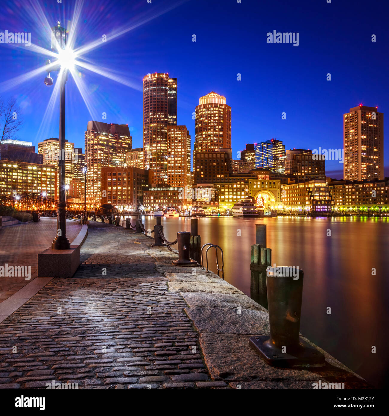 Boston at Night Stock Photo - Alamy