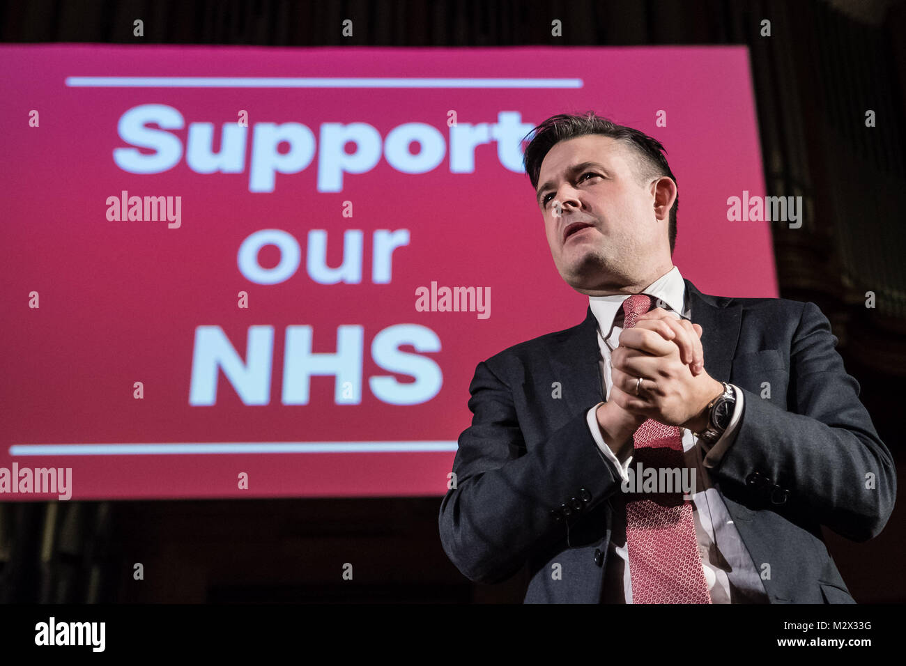 Jonathan Ashworth MP, Shadow Health Secretary addresses a rally held by ...