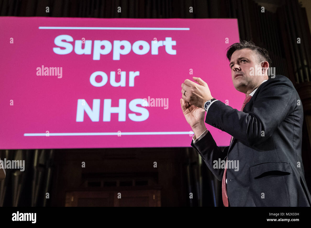 Jonathan Ashworth MP, Shadow Health Secretary addresses a rally held by ...
