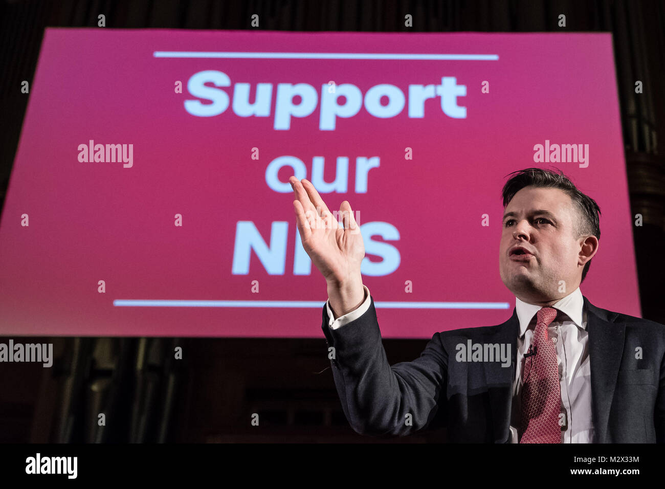 Jonathan Ashworth MP, Shadow Health Secretary addresses a rally held by ...