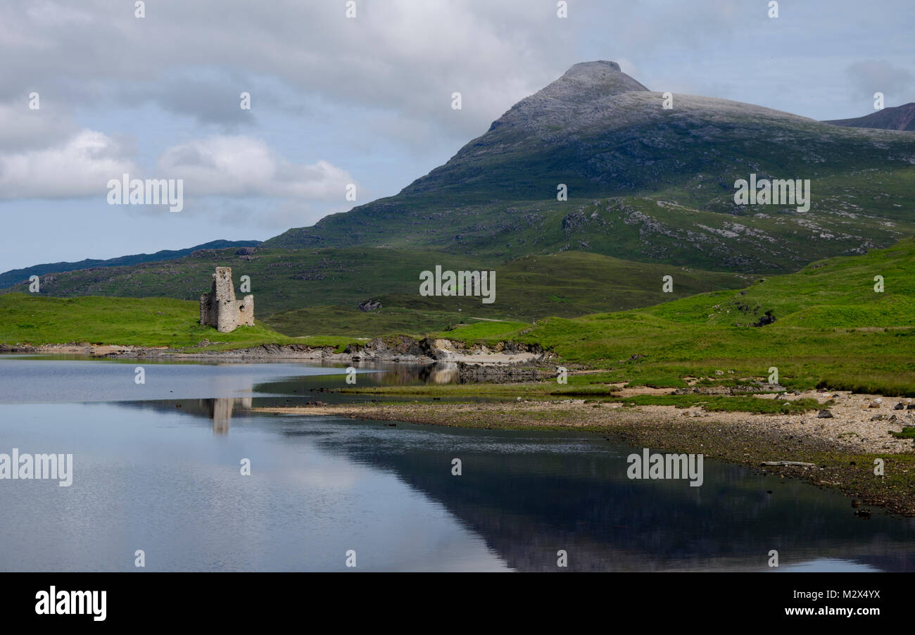 The remains of Ardvreck Castle in the Sutherland, Scottish Highlands ...