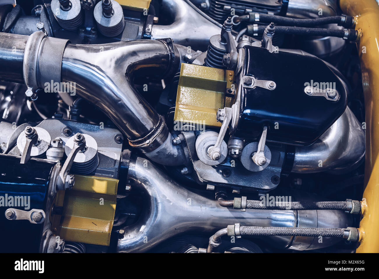 Close up of old airplane engine Stock Photo - Alamy