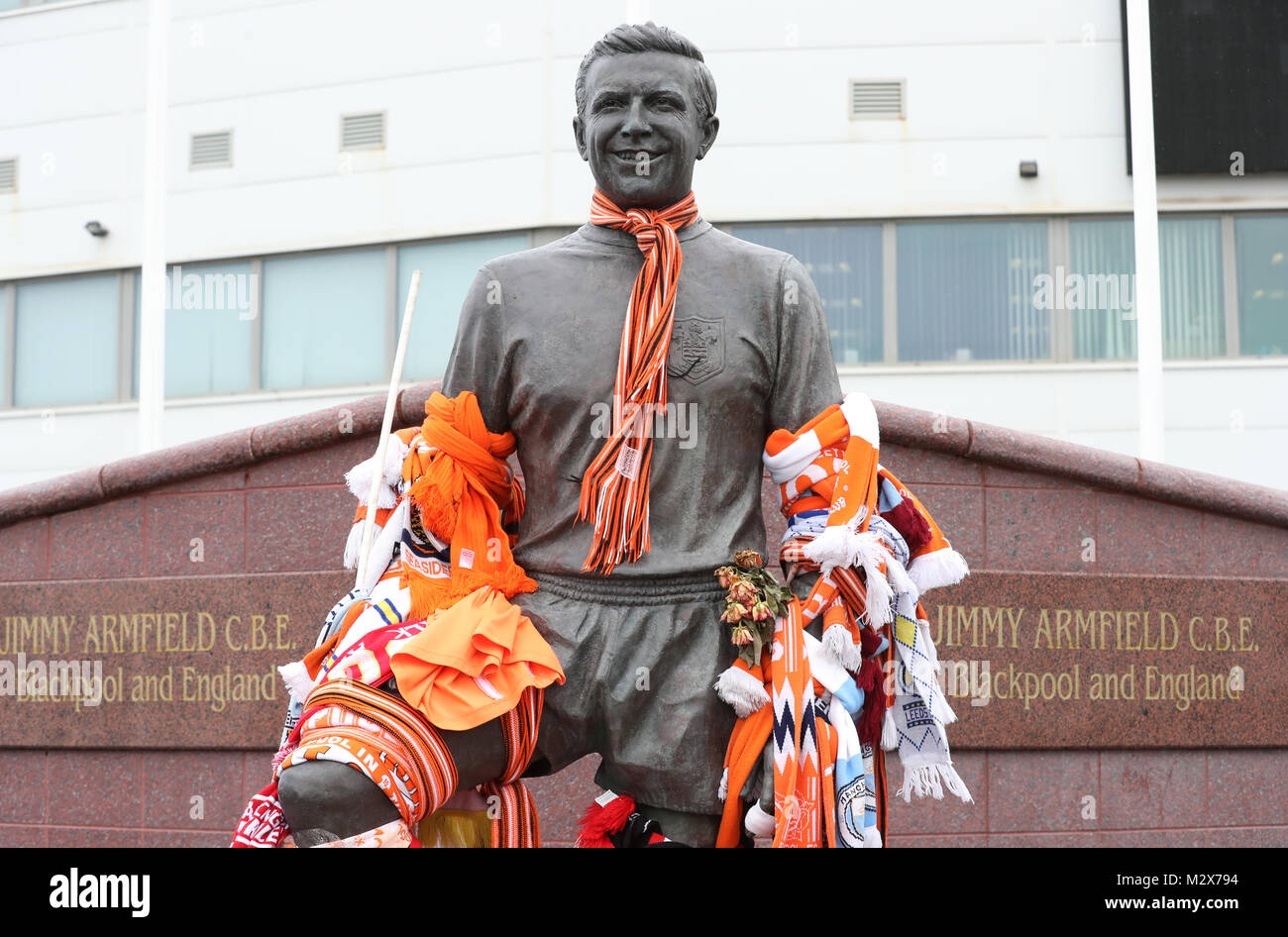 General view of tributes left at the Jimmy Armfield statue ahead of his ...