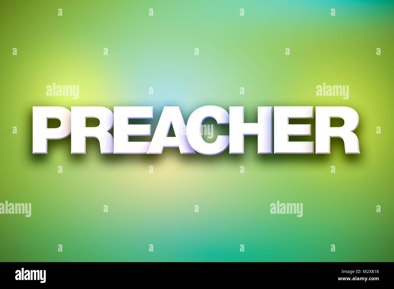 The word Preacher concept written in white type on a colorful ...