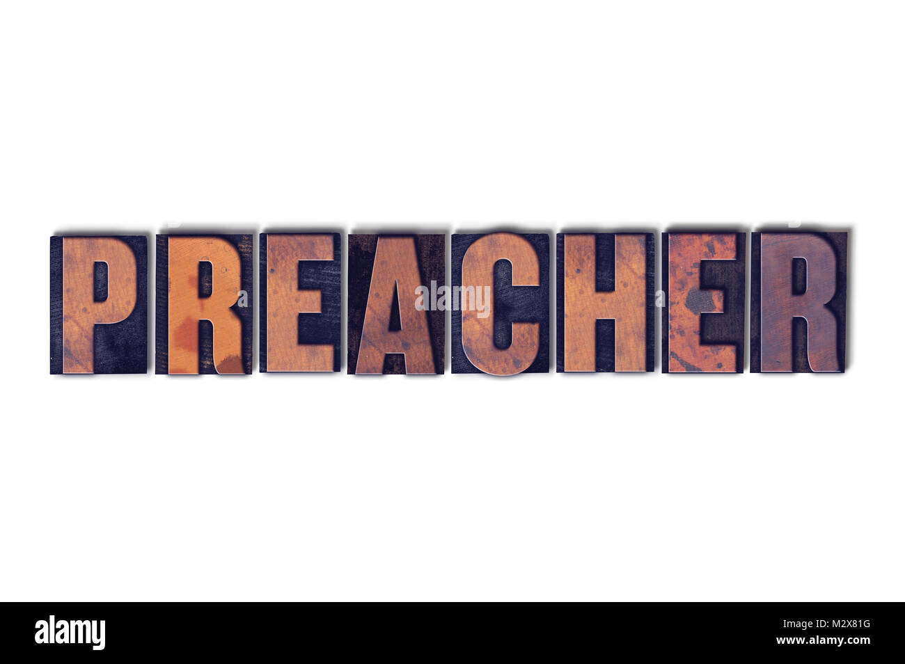 The word Preacher concept and theme written in vintage wooden ...