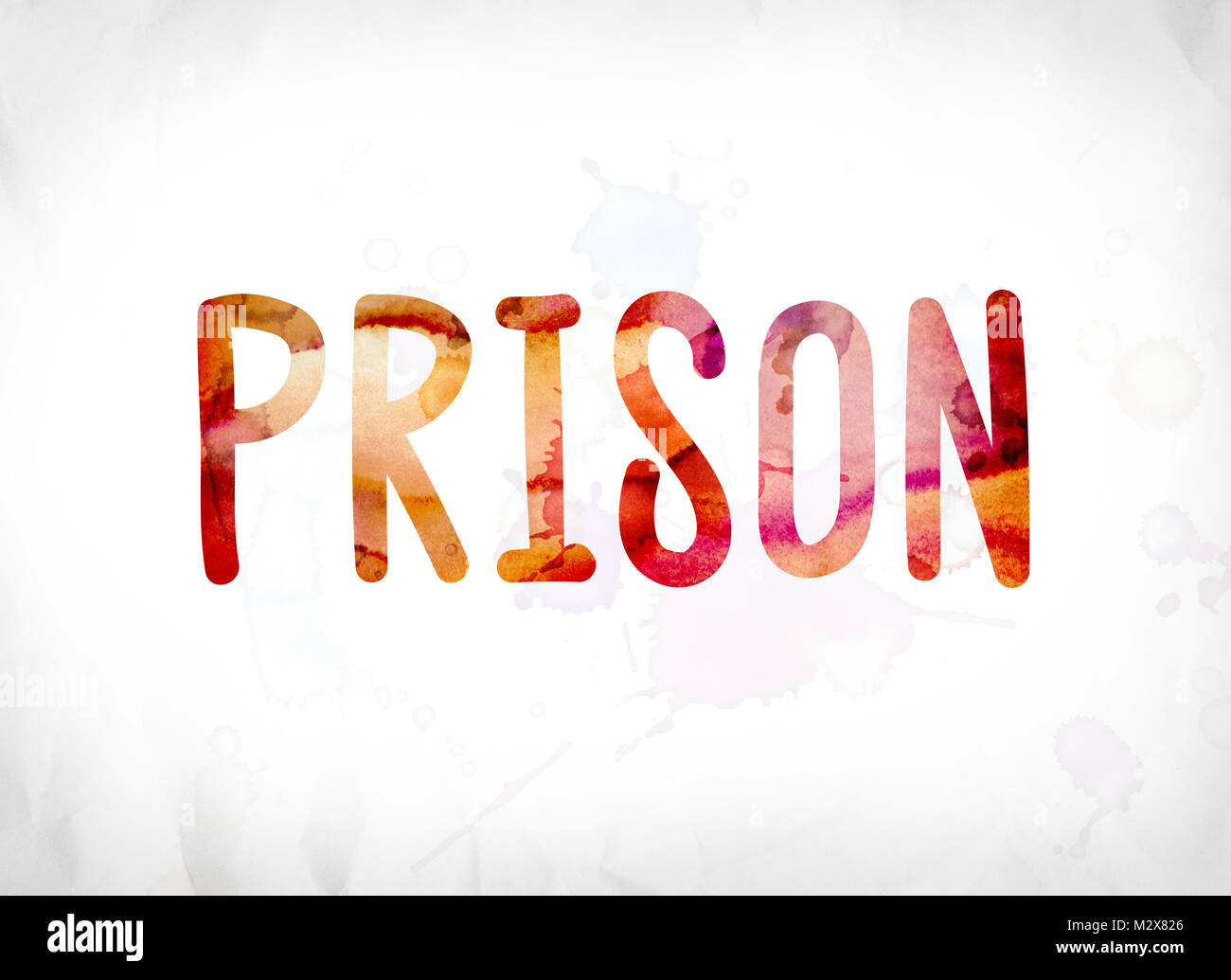 The word Prison concept and theme painted in colorful watercolors on a ...